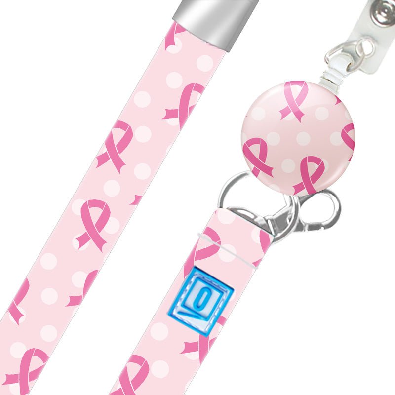LUXE Lanyard Pink Ribbon – Shop Badge A-Peel